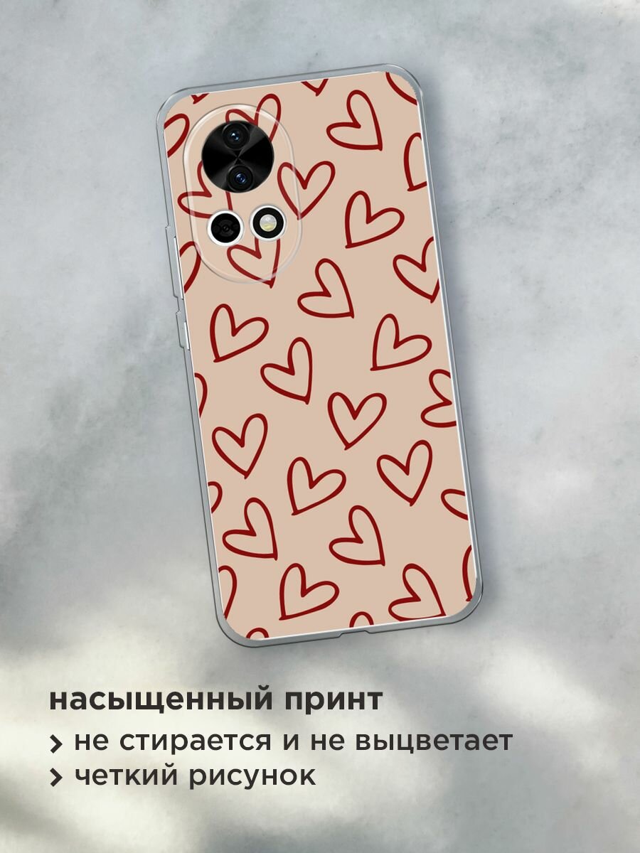 Чехол на Huawei Nova 12/Nova13 / Хуавей Нова 12/Нова 13 с принтом "Little hearts doodles 1 - 14 февраля" — фото 1