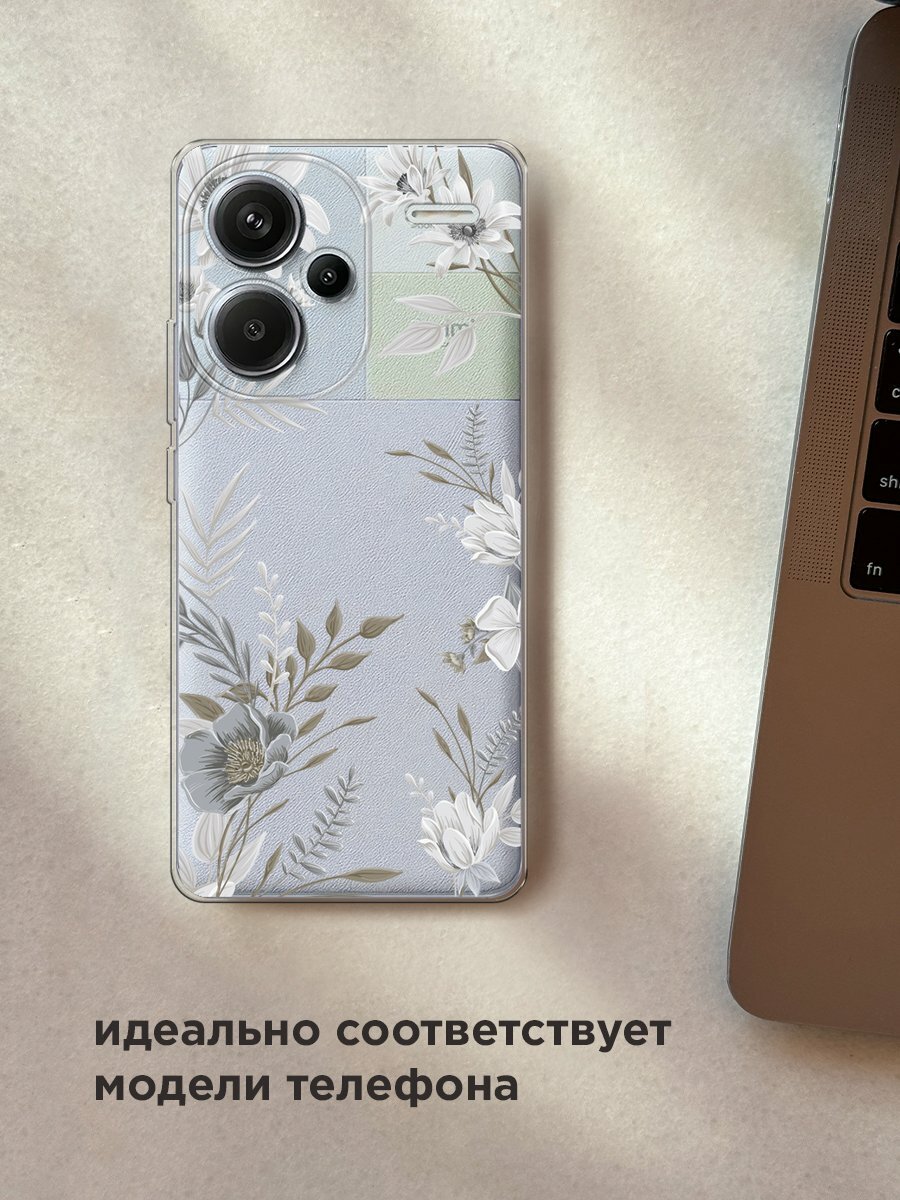 Чехол на Xiaomi Redmi Note 13 Pro+ / Сяоми Редми Нот 13 Про + с принтом "Цветы сепия 3" — фото 1