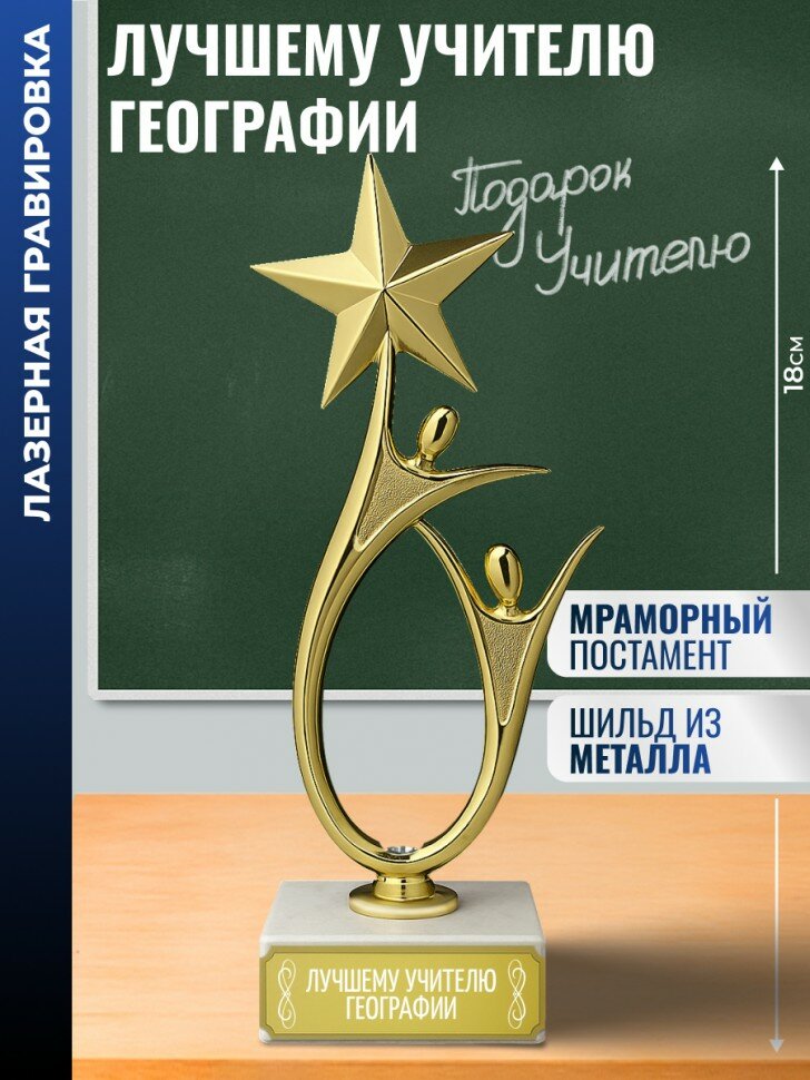 Статуэтка "Лучшему учителю географии" со звездой (18 см)