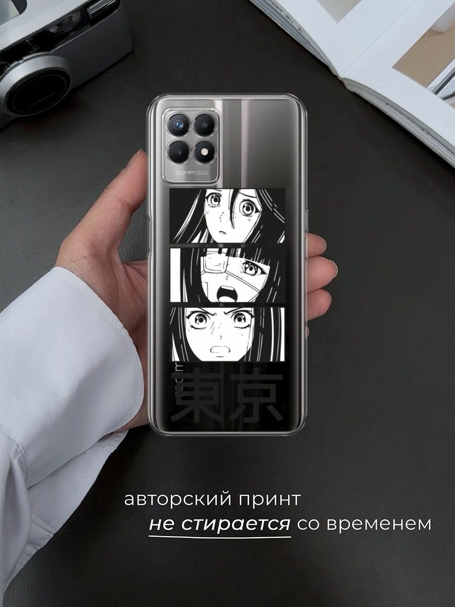 Чехол на Realme 8i / Реалми 8i с принтом "Tokyo girls", прозрачный — фото 1