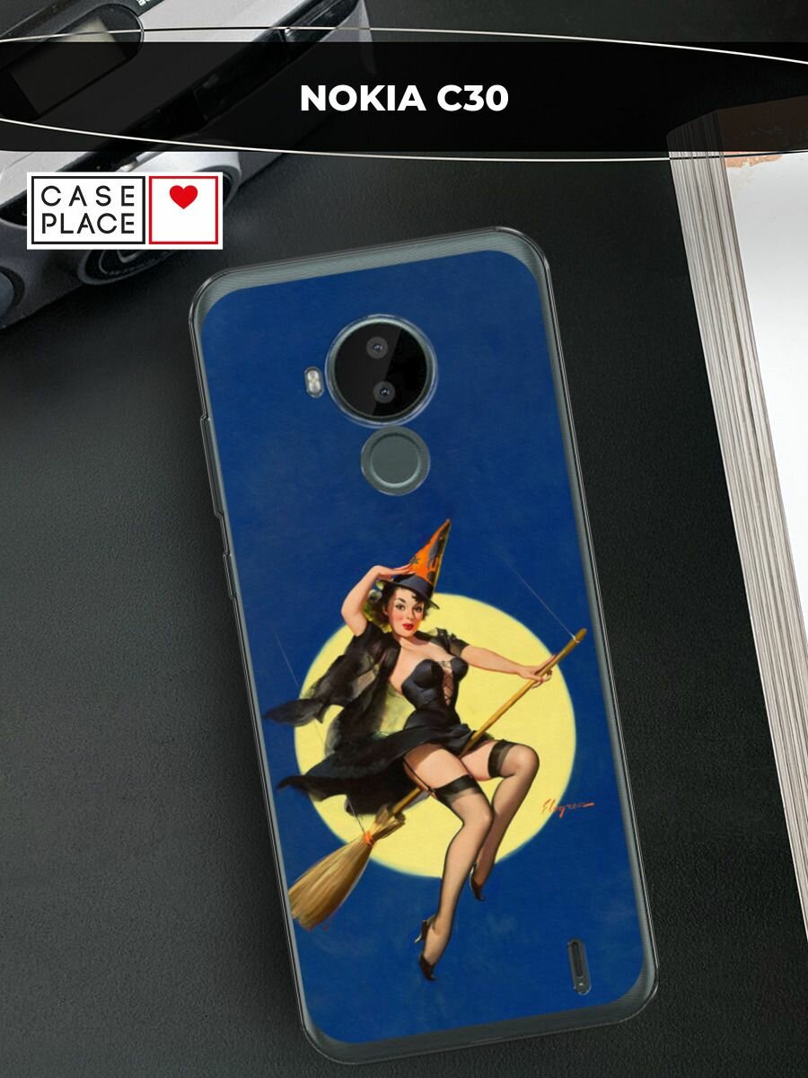 Силиконовый чехол на Nokia C30 / Нокия C30 с принтом "Pin-Up Witch"
