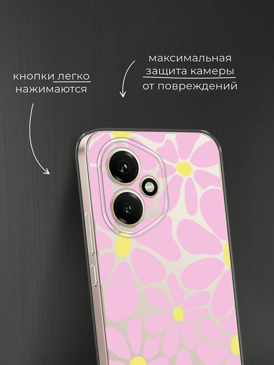 Чехол на Honor 400 / Хонор 400 с принтом "Розовые лепестки 2", прозрачный — фото 1