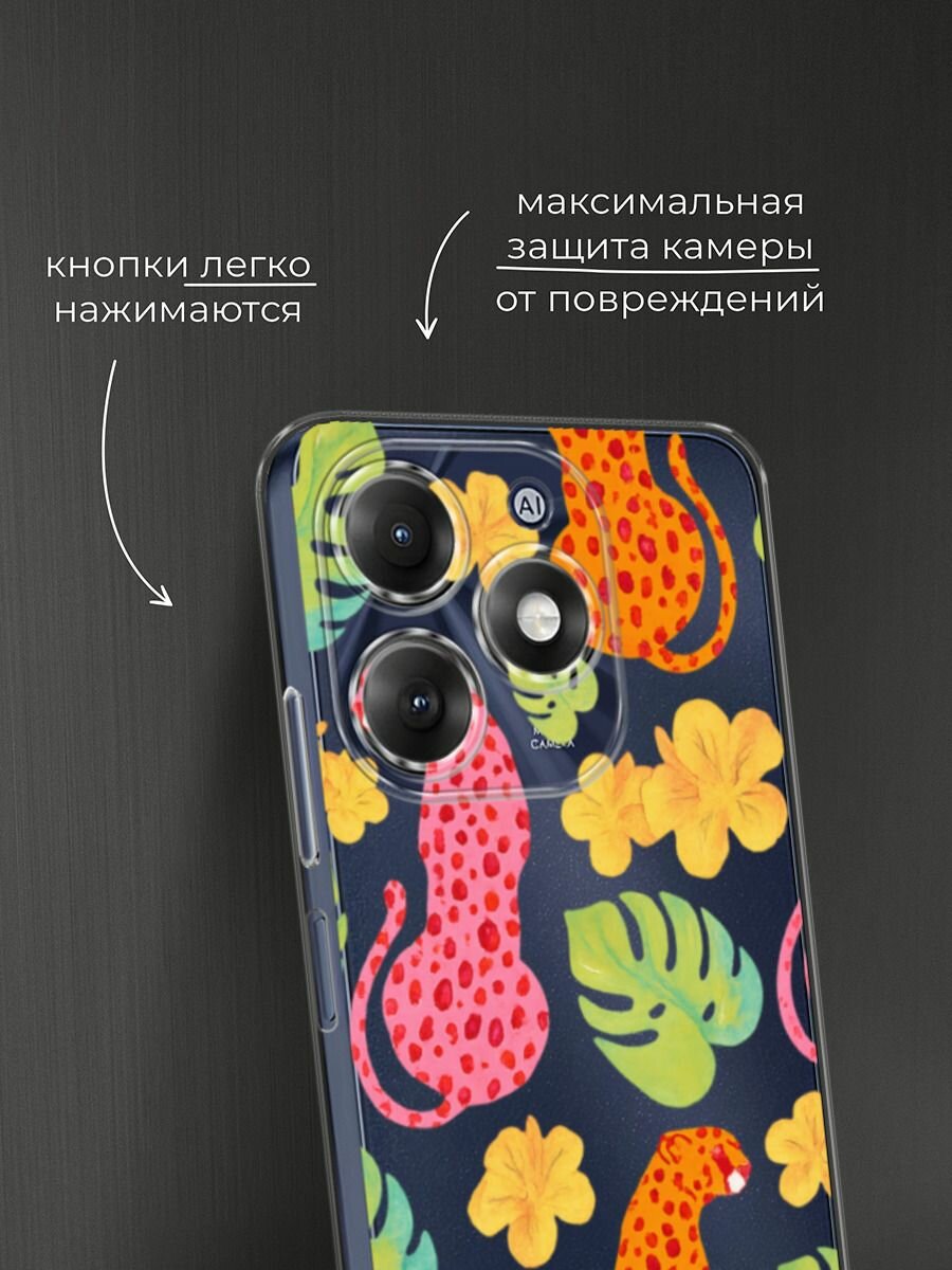 Чехол на Itel A70 / Ител А70 с принтом "Экзотика", прозрачный — фото 1
