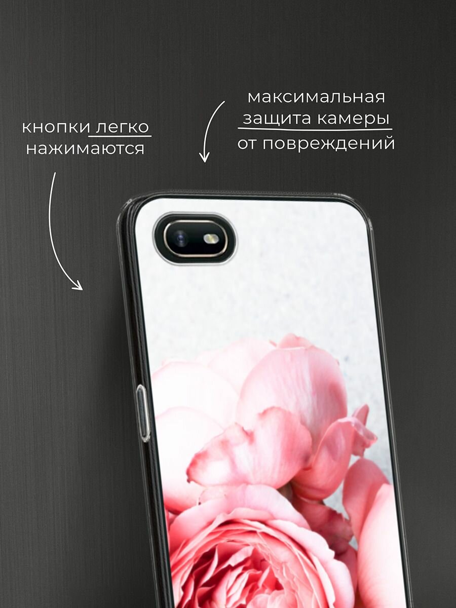 Силиконовый чехол на Oppo A1k / Оппо А1к с принтом "Пионы на белом" — фото 1