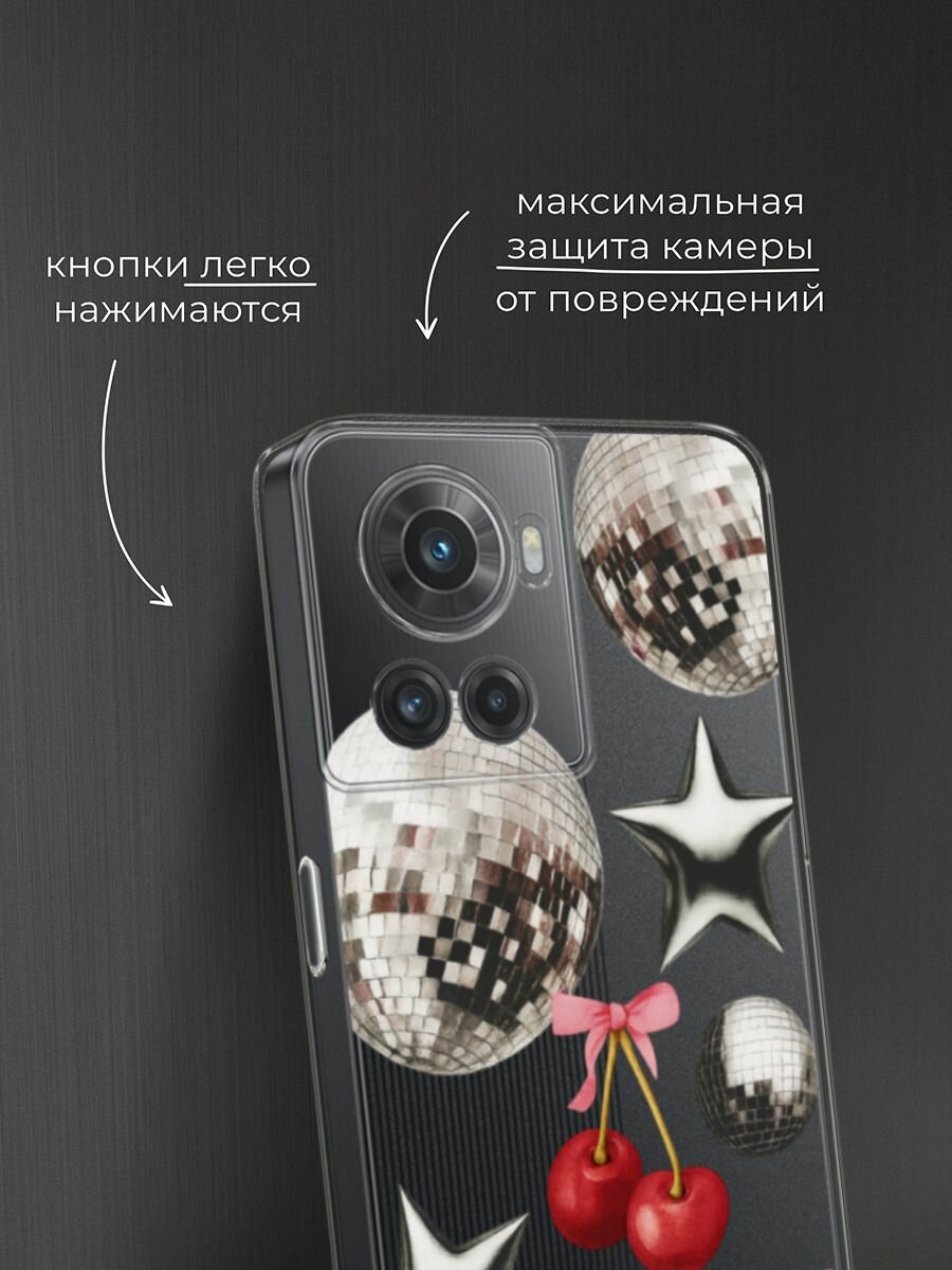 Чехол на OnePlus 10R/Ace / Ван Плас 10R/Ace с принтом "Стильная подборка", прозрачный — фото 1