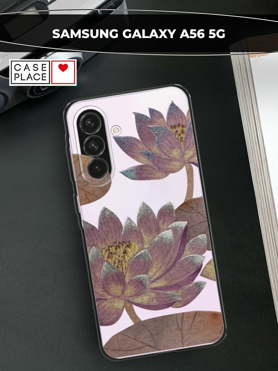Чехол на Samsung Galaxy A56 5G / Самсунг Галакси А56 5G с принтом "Темные лотосы"