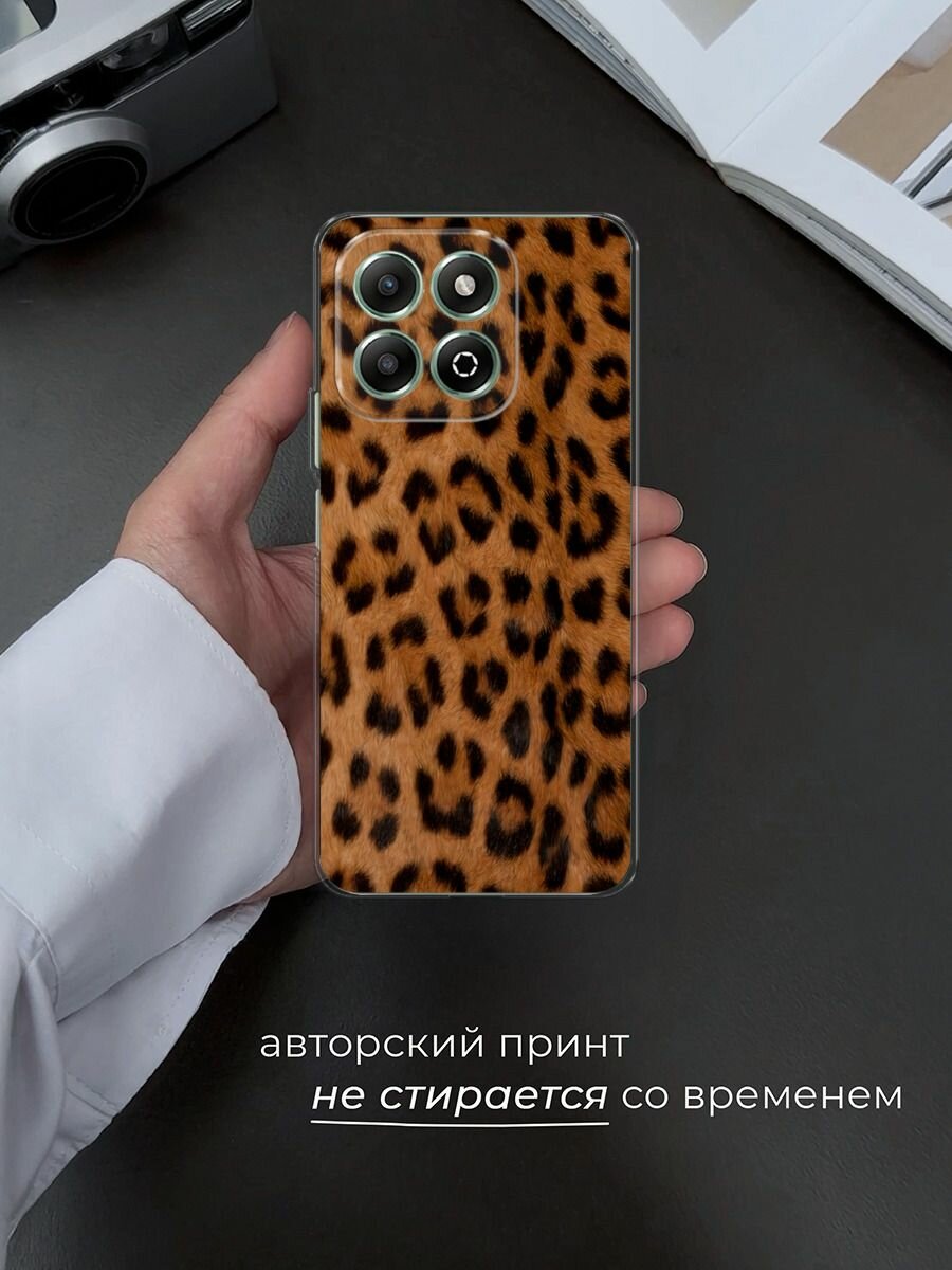 Силиконовый чехол на Honor X6b / Хонор X6b с принтом "Мех леопарда" — фото 1