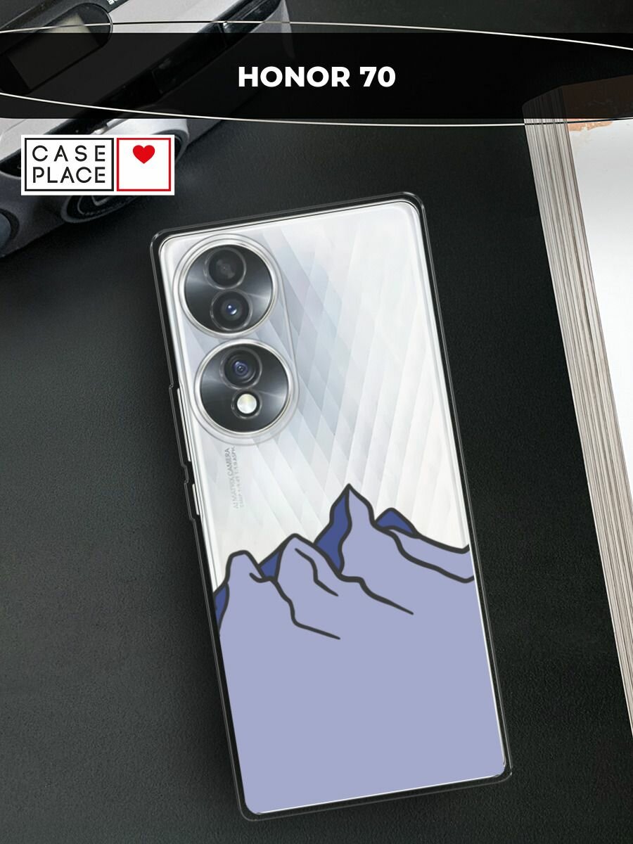 Силиконовый чехол на Honor 70 / Хонор 70 с принтом "Гора", прозрачный