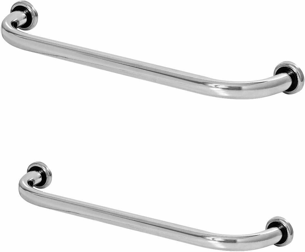 Набор 2 ручки для ванны для пожилых 40см и 60см MetalCromo из алюминиевого сплава с креплением винтами, длина между осями 40см и 60см, диаметр трубы 3.17см, поддерживает вес до 150кг, с набором для установки 6 винтов