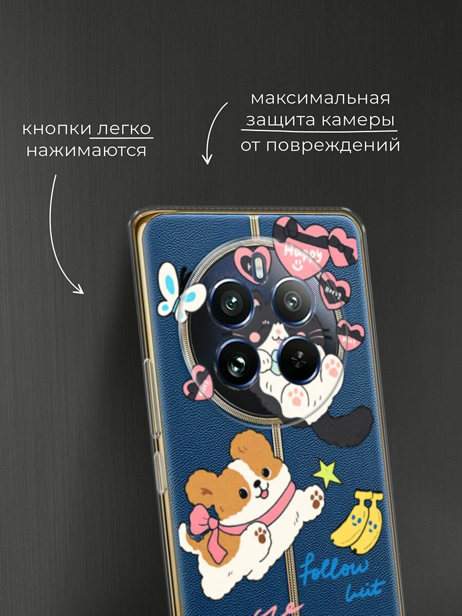 Чехол на Realme 12 Pro / Реалми 12 Про с принтом "Кудрявые животные", прозрачный — фото 1