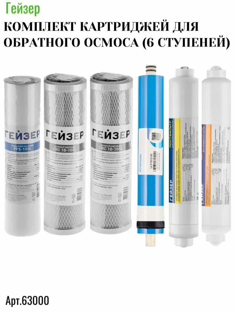 Набор картриджей для Обратного Осмоса с минерализатором (6 картриджей)