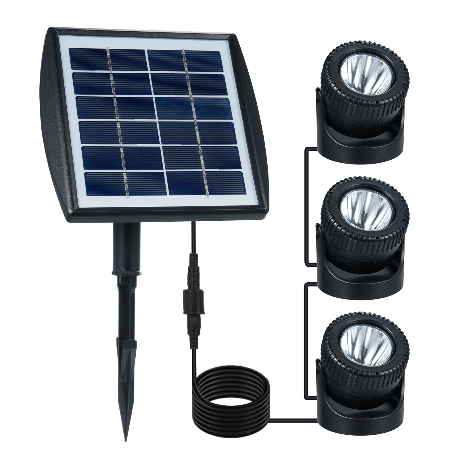 Светильник для пруда на солнечных батареях с тремя головками, подводные прожекторы, водонепроницаемый уличный декоративный светильник, подводная ландшафтная лампа, теплый белый свет, 3 уровня регулируемой яркости для бассейна, сада, двора, патио, фонтана