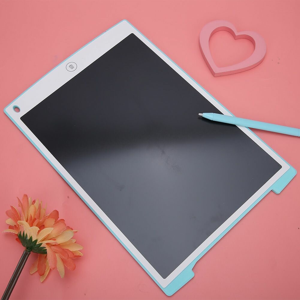 12-дюймовый ЖК-панель для рукописного ввода, защита глаз, детский рисунок, электронная доска для планшета с ручкой (синий (с замком))
