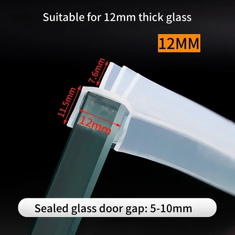 Силиконовый уплотнитель для стеклянных дверей 12mm-length, Length 2 meters
