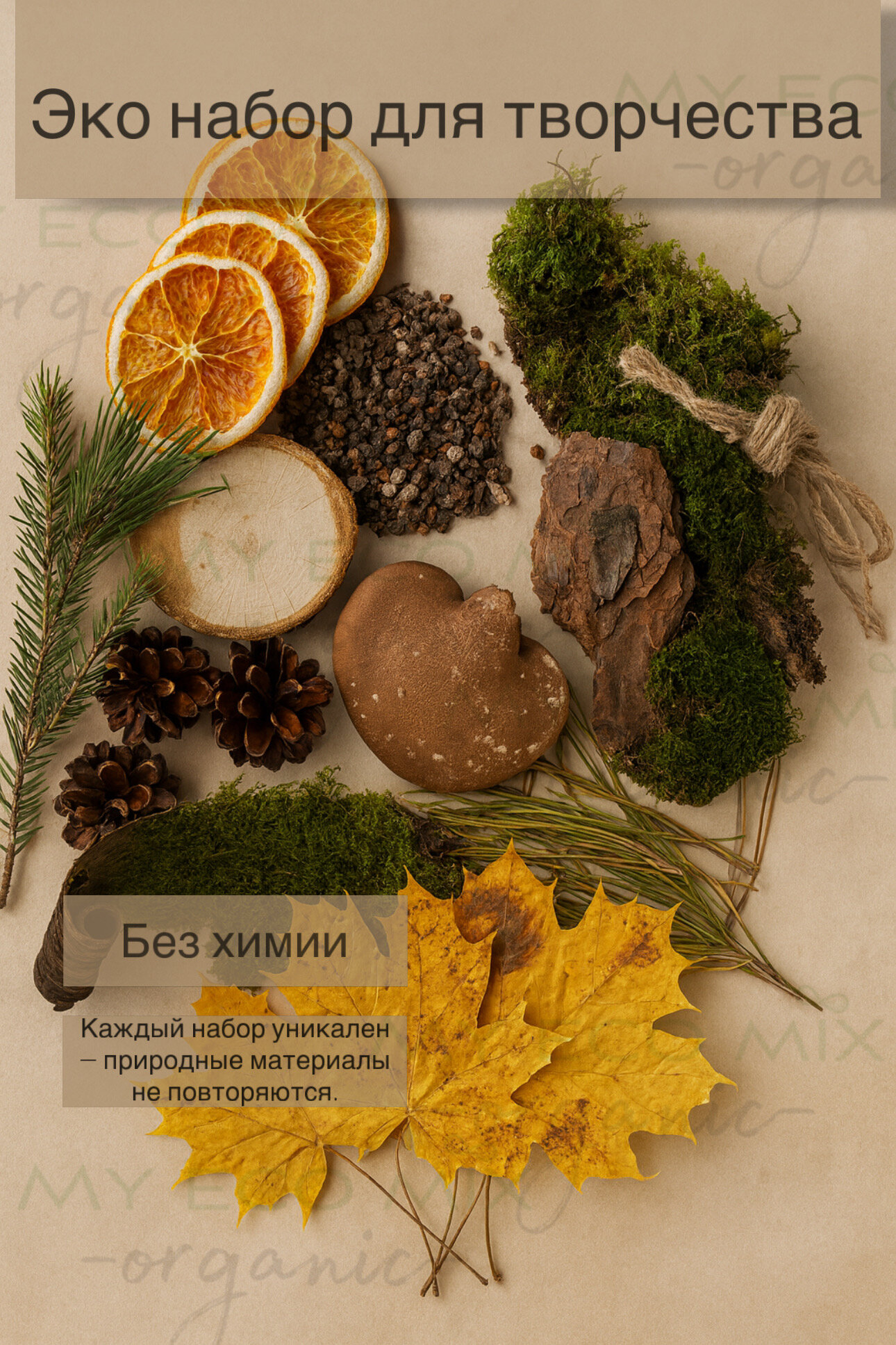 Набор натуральных материалов для осеннего декора от MyEcoMix творчество DIY