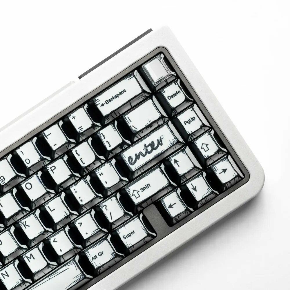 Кейкапы для механической клавиатуры Набор PBT колпачков в стиле аниме, 141 клавиша, белые, Cherry, термопечать