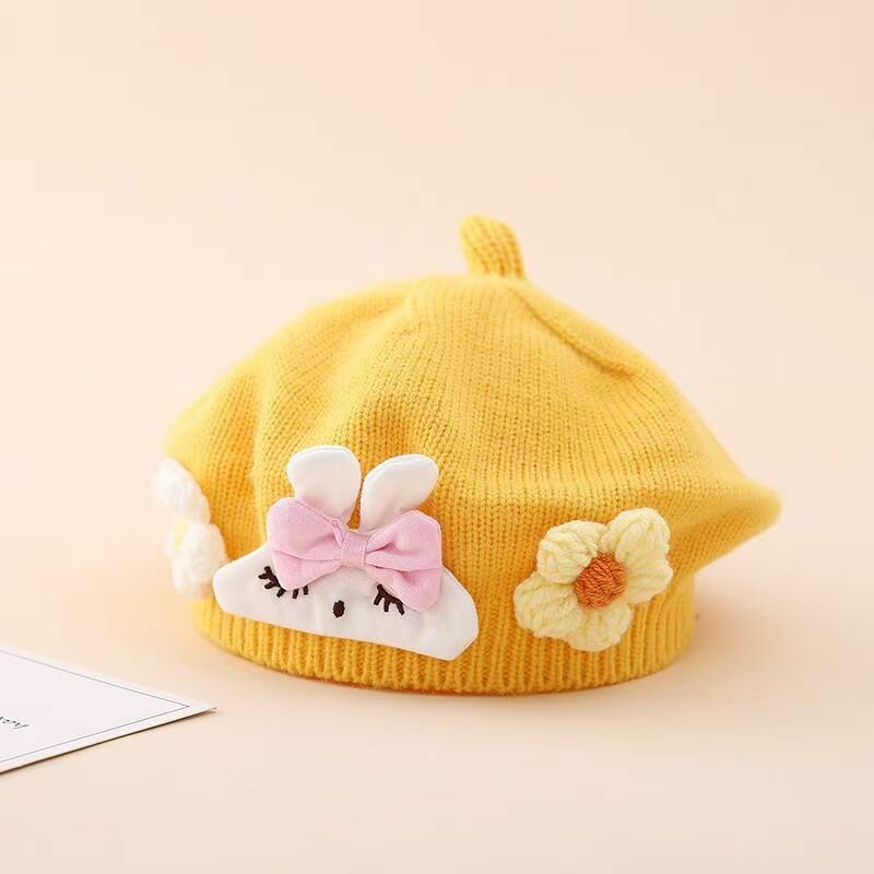 Детский берет, женская шапка, осенне-зимняя корейская версия, вязаная шерстяная шапка художника для маленьких мальчиков, модная