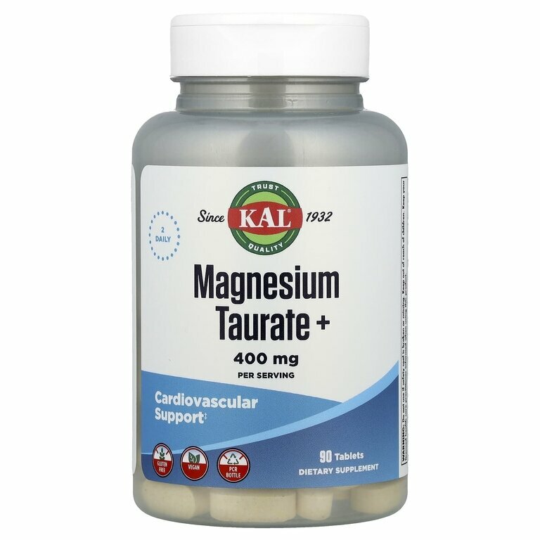 KAL, Магний, Таурат магний, Taurate Magnesium, 90 таблеток
