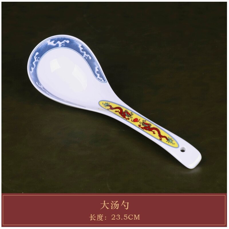 Керамическая ложка для супа в китайском стиле, большая бытовая ложка для супа с длинной ручкой для подачи супа, большая