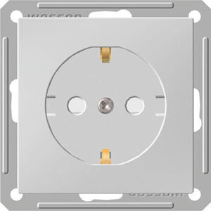 Розетка скрытая Systeme Electric W59, с заземлением, со шторками, 16А, механизм, белая