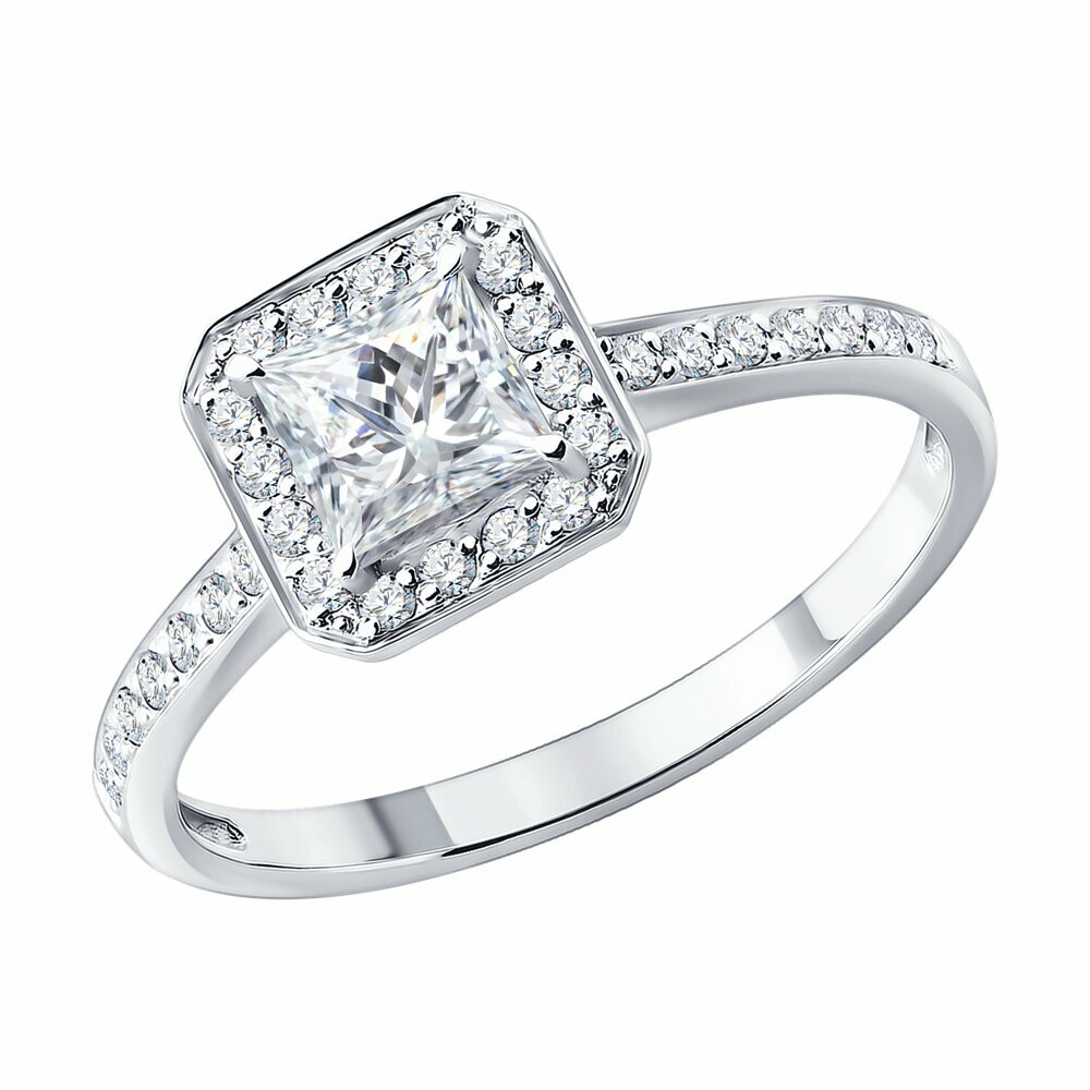 Кольцо, белое золото, 585 проба, бриллиант выращенный