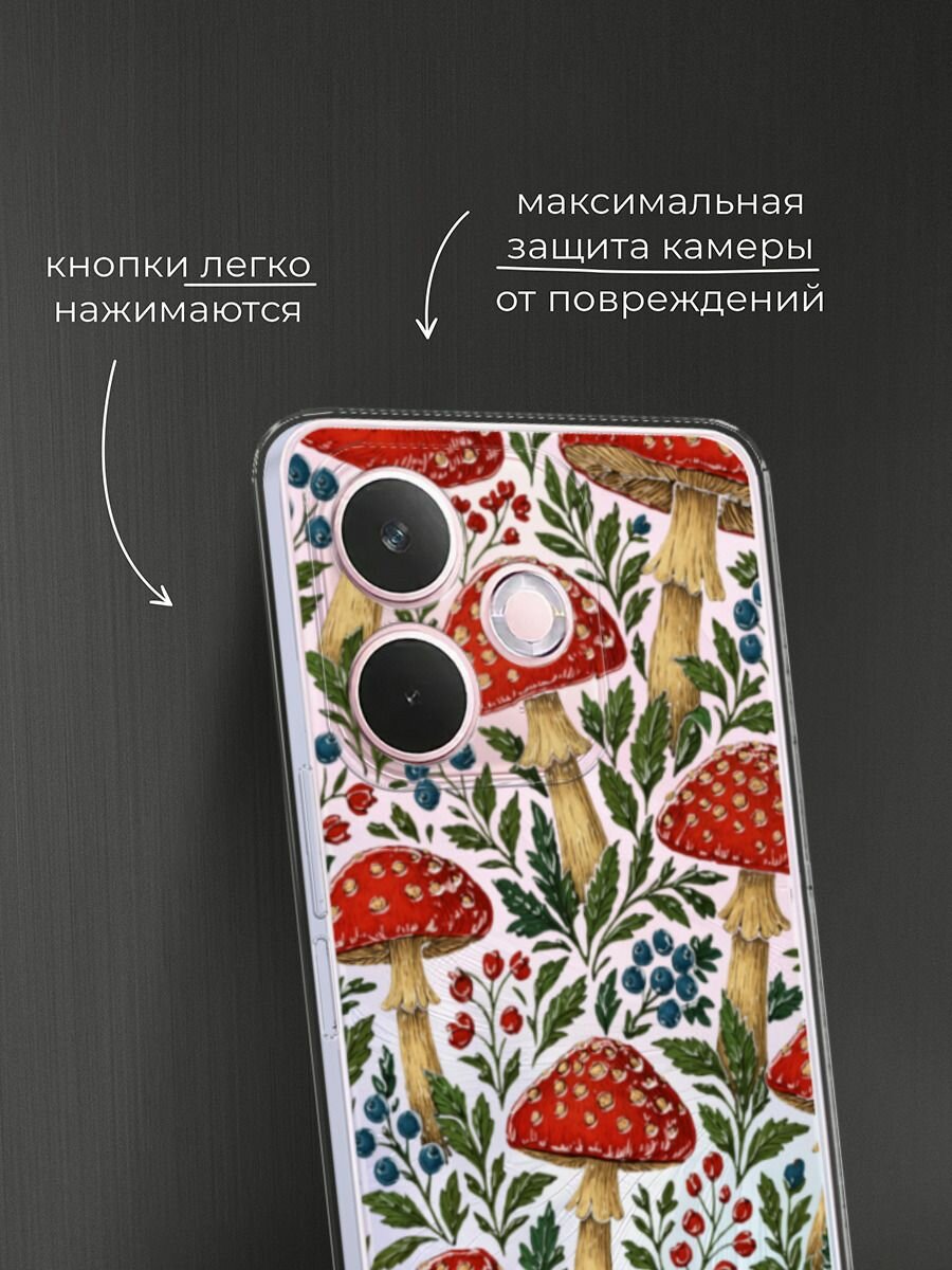 Силиконовый чехол на Oppo A5 Pro / Оппо А5 Про с принтом Мухоморы — фото 1
