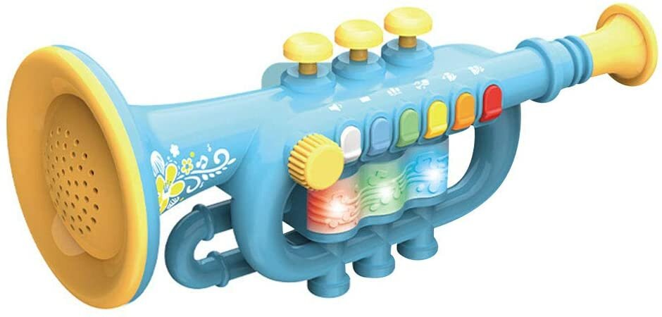 Труба Инструмент Музыкальная Игра, Симуляция Труба Музыкальный Инструмент Игрушки для Детей с Музыкой Свет - Голубой, Батарейная Игрушка, Образовательная Игрушка, Электронная Игрушка, Музыкальная Игрушка, Пластик, ABS, 3+ Возраста, Встроенный Колонка,
