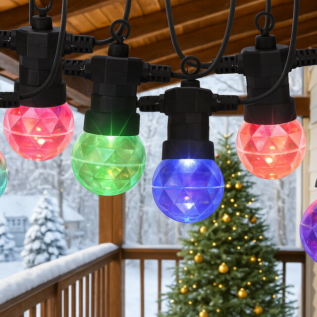 Гирлянда из лампочек West Linton, 10 ламп, разноцветные LED, 7.5 м, черный ПВХ, таймер, IP44, Koopman, AF5300210