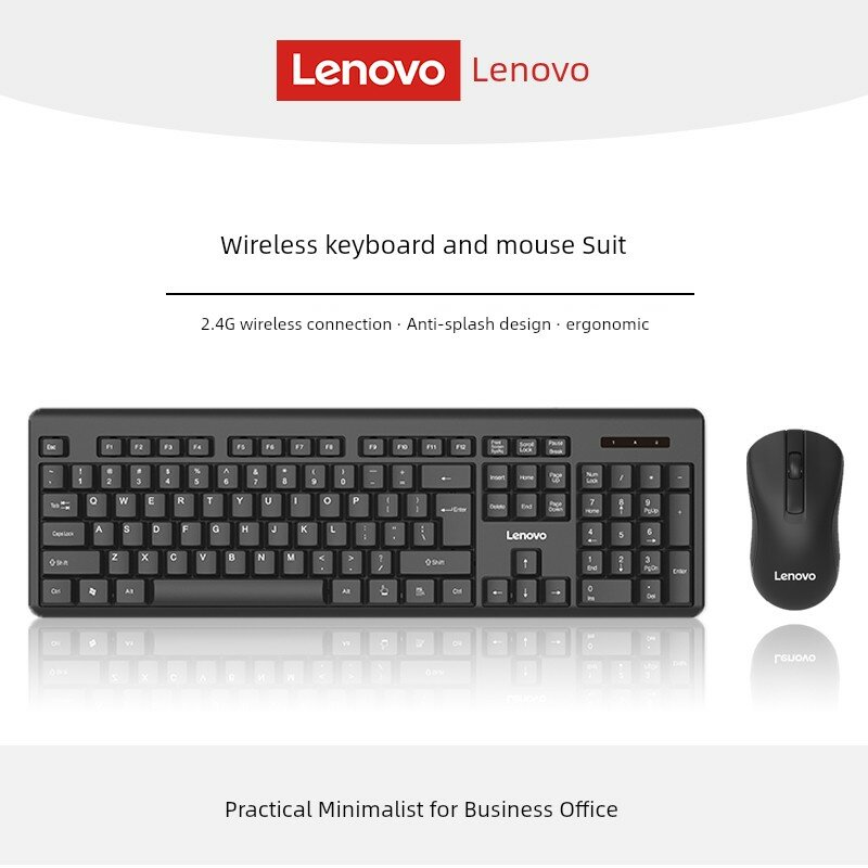 Lenovo MK23lite Беспроводной Комплект Клавиатура и Мышь для Офисного Компьютера Эргономичный
