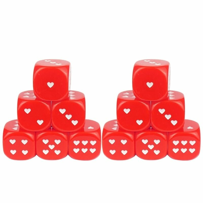 10 штук округлых кубиков в форме сердца диаметром 25 мм-10 красных