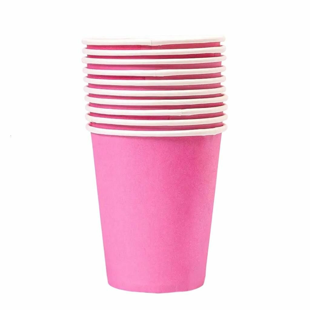 10 биоразлагаемых кофейных стаканов, Розовый стиль