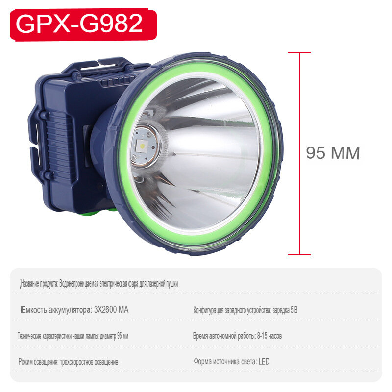 Лазерная пушка литиевая аккумуляторная фара светодиодная фара водонепроницаемый головной фонарик