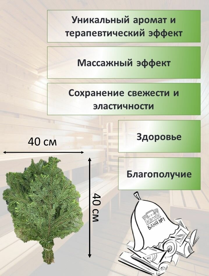 Веники для бани "Пихта", 6шт, свежей сборки, 40х40см, зелёные