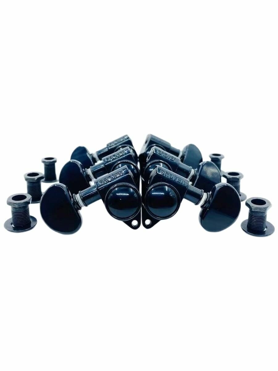 Новые колки Grover L3R3 (чёрные) для акустических и электрогитар прецизионная механика, 10 мм отверстие