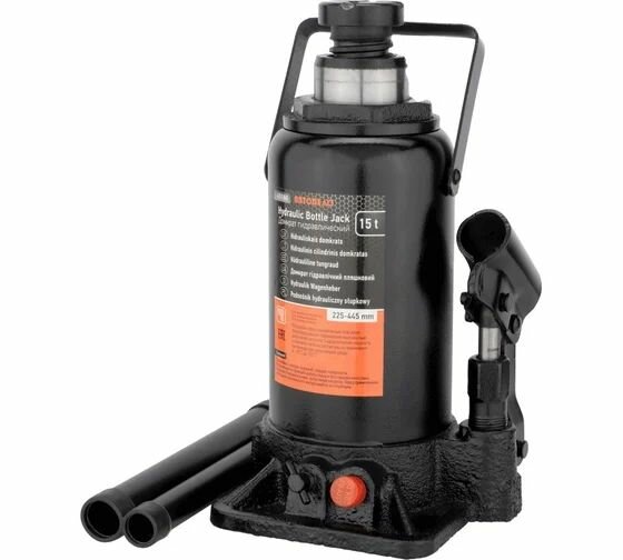 Домкрат гидравлический бутылочный автодело 15т подхват 225-445мм, 7,9кг
