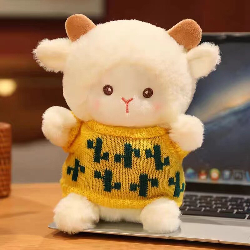 Плюшевая игрушка Поки Свинья с желтым свитером кактус, 23 см, мягкая, подарок на день рождения