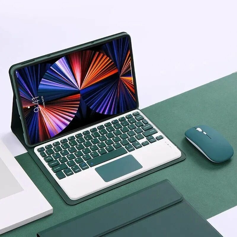 Чехол-клавиатура с тачпадом для Honor Pad X9 11,5 дюйма 2023(ELN-L09/W09), английская и русская раскладка(темно-зеленый, зеленый)