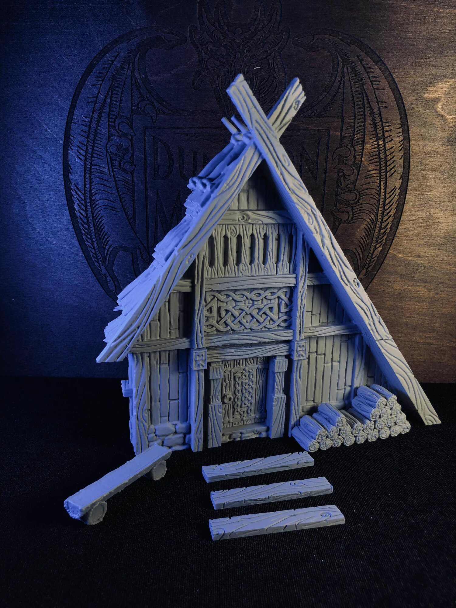 Дом с резьбой, фасад - Террейн - Миниатюра для настольных игр DnD, ДнД, Dungeons & Dragons, Pathfinder.