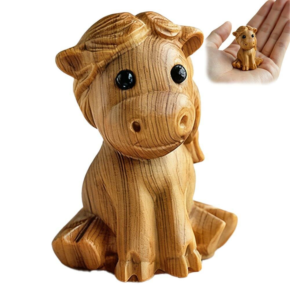 Фигурка лошади из можжевельника, символ восточного зодиака, для ручной работы и коллекционирования