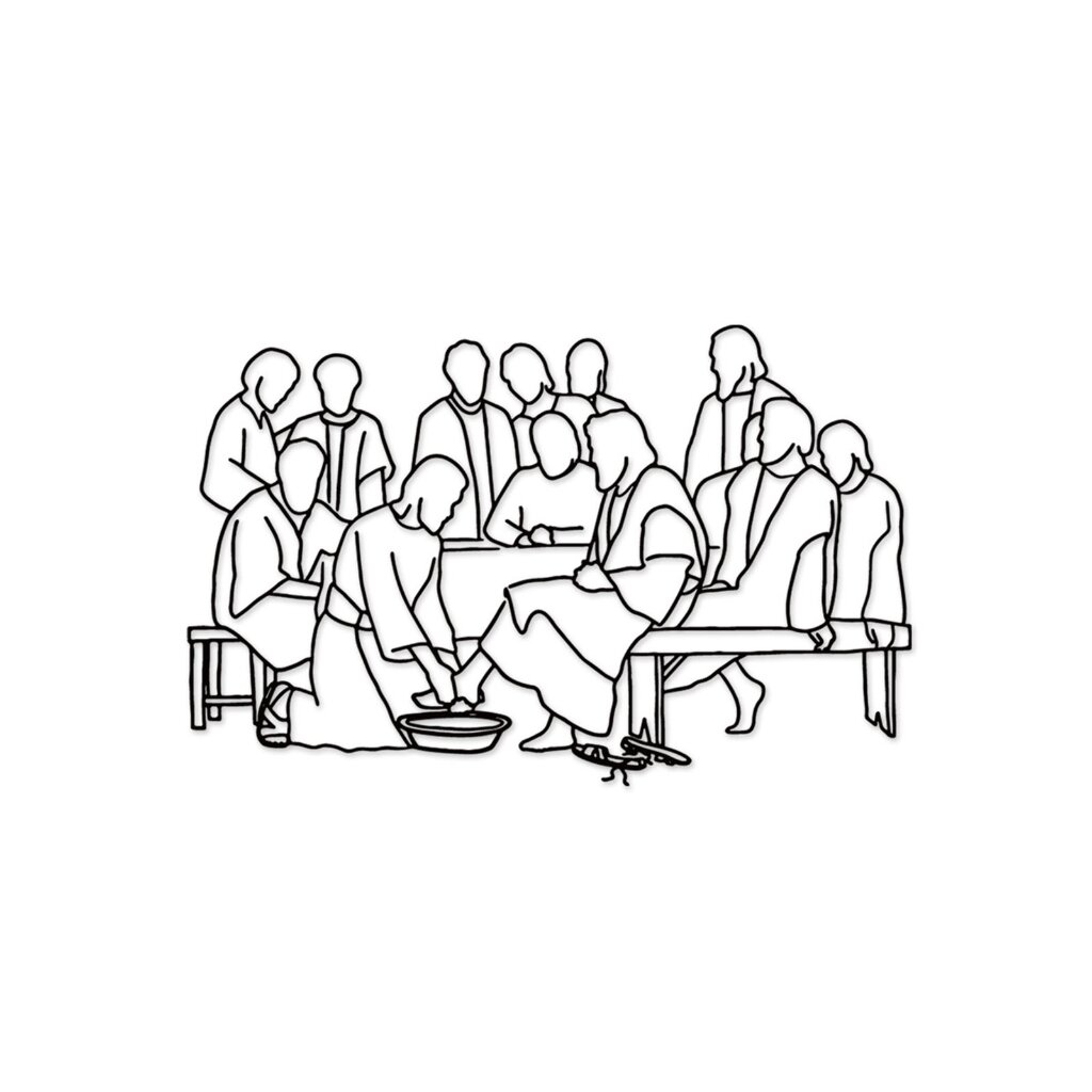 Декорация сцены омовения ног Иисуса на Пасху