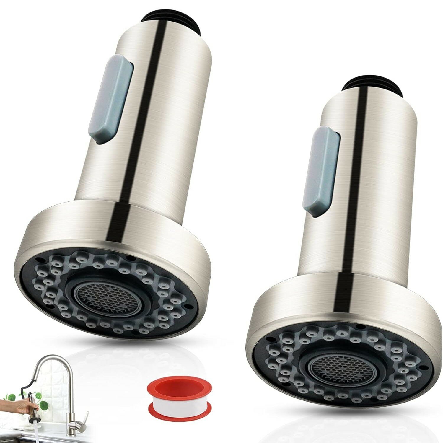 2 шт Водосберегающая насадка аэратор на кран смеситель, для кухни и ванной, 2 режима работы, Хром