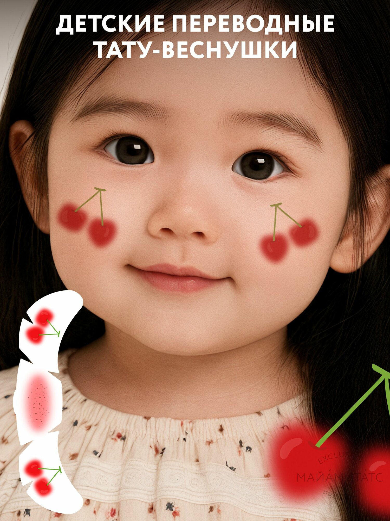 Переводные тату веснушки детские Lucky cherry