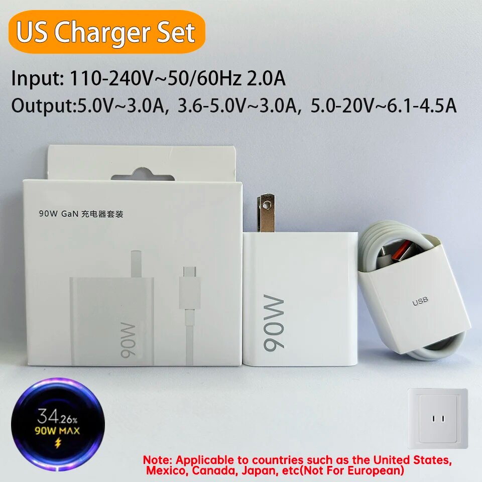 Зарядное устройство 90 Вт для Xiaomi Mi 14 Ultra, адаптер для сверхбыстрой зарядки Hyper Turbo, кабель для быстрой зарядки для Xiaomi Redmi Note 13 Pro Lite 12 S US with 1m cable