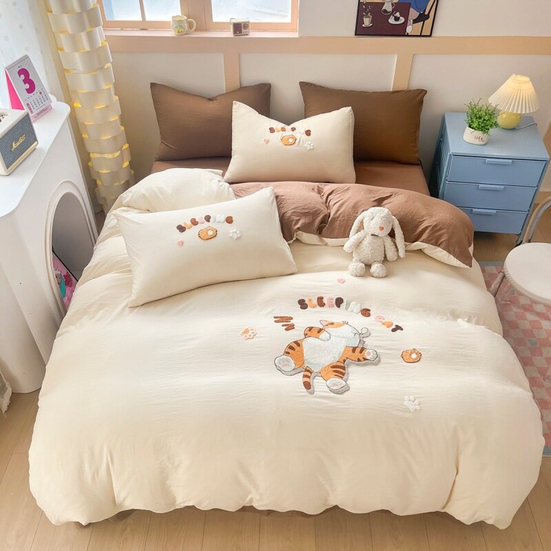 Sleepy Cat Бежевый 1.2м Набор простыней - Пододеяльник 150x200см, Простыня 160x230см, Наволочка 48x74см (1шт)