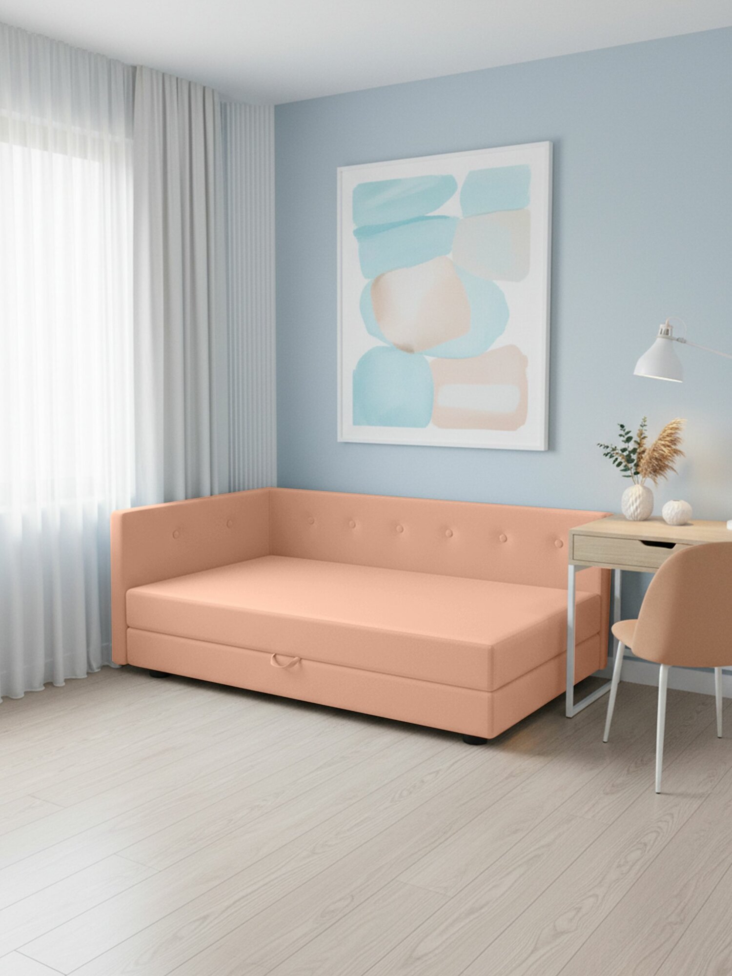 Тахта Лира Слева фокус- мебельная фабрика 100х210х76 см розовый антик