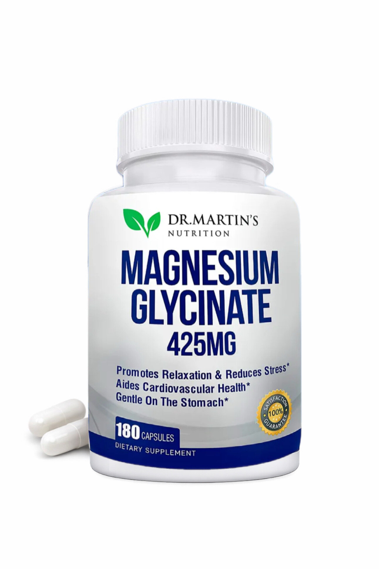 Магний глицинат Dr. Martin's 425 мг 180 капсул, для нервной системы и крепкого сна