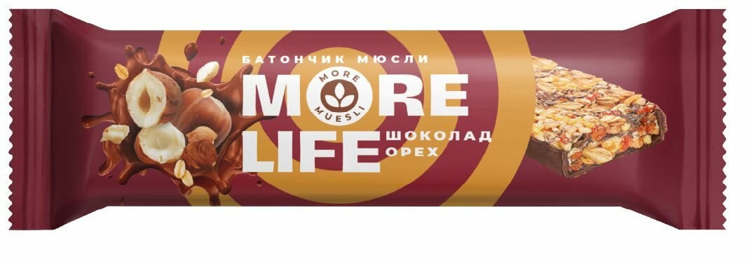 Батончик MORE LIFE 32г с орехом и глазурью