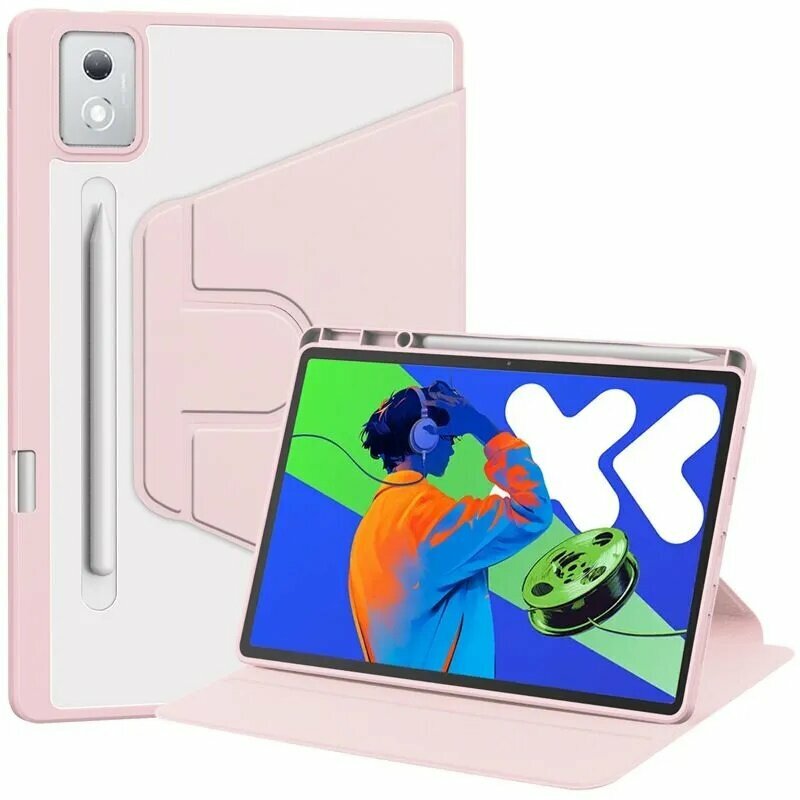PU кожа + прозрачная акриловая защитная крышка для Lenovo Xiaoxin Pad Pro 12.7 2025 360 поворотная подставка Smart Case с держателем для карандашей