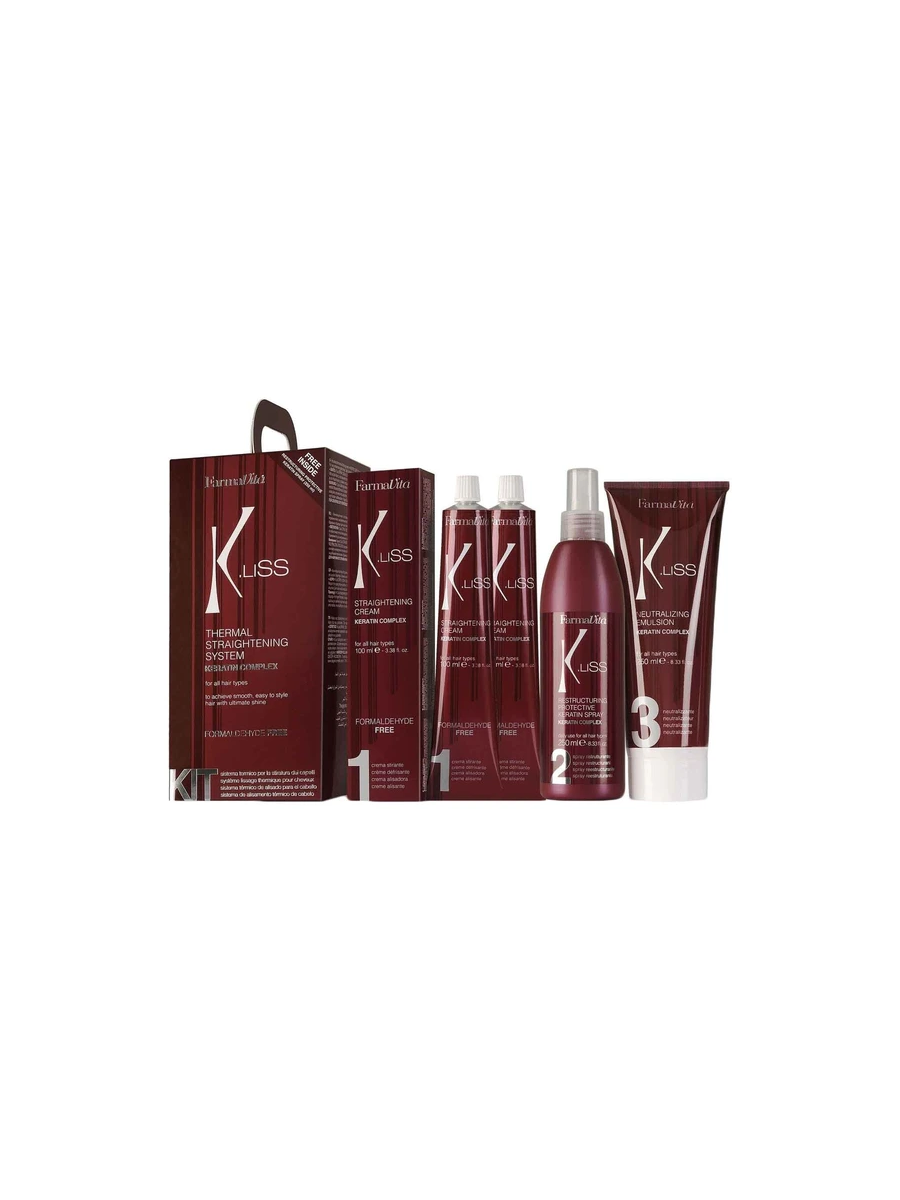 Набор Farmavita K.Liss Termal Straightening для теплового выпрямления с кератином, 2*100 + 250 + 250 мл