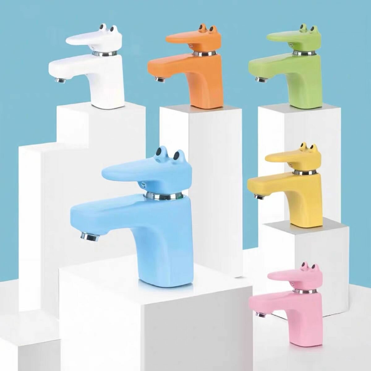 Детский керамический смеситель для детского сада в виде лягушки, красочная раковина для горячей и холодной воды, раковина для мытья рук в виде слона или крокодила.